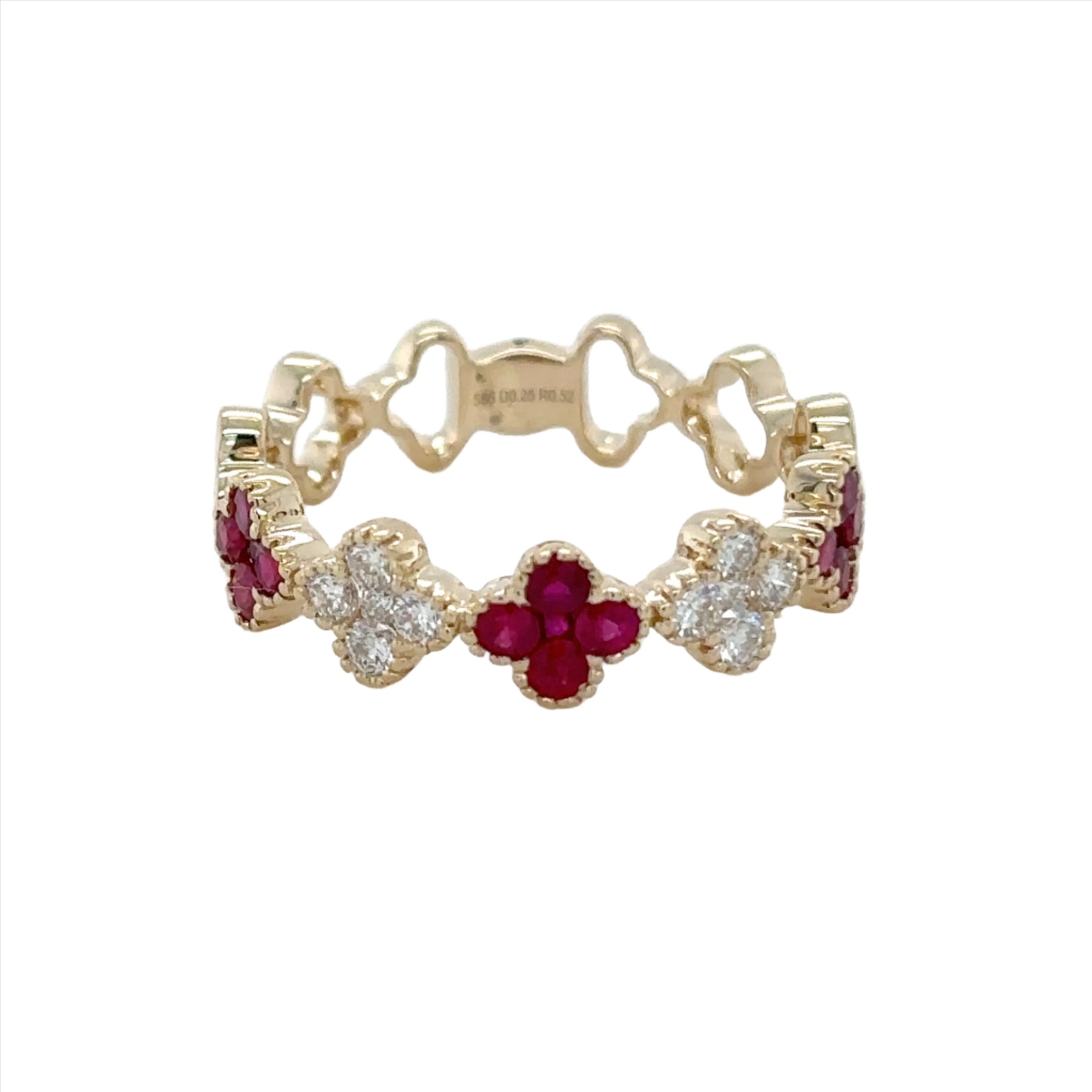 Ruby and Diamond Clover Band – Mohr Creations
